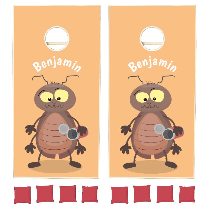 Funny cute cockroach cartoon character cornhole set | Zazzle.com