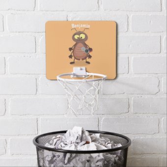 Funny cute cockroach cartoon character mini basketball hoop | Zazzle