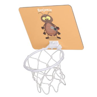 Funny cute cockroach cartoon character mini basketball hoop | Zazzle