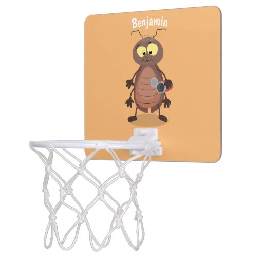 Funny cute cockroach cartoon character mini basketball hoop | Zazzle