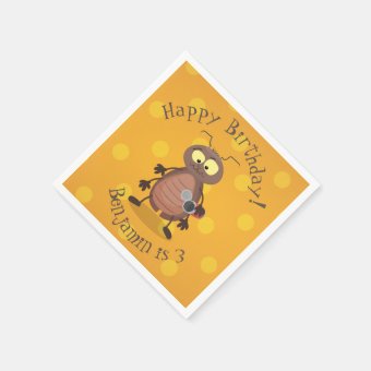 Funny cute cockroach cartoon character napkins | Zazzle