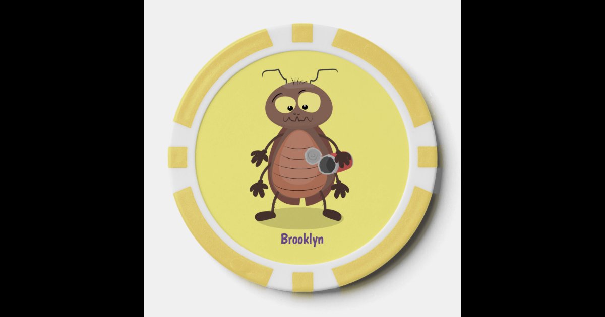 Funny cute cockroach cartoon character poker chips | Zazzle