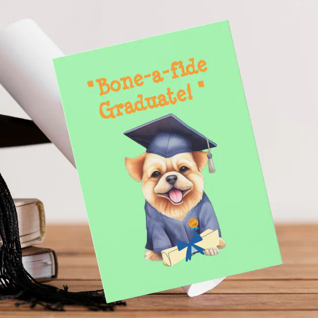 Funny Cute Dog Graduation Greeting Card | Zazzle