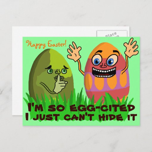 Funny Cute Easter Eggs Cartoon Holiday Postcard | Zazzle