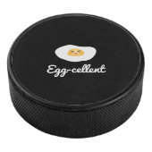 Funny Cute Egg Eggcellent Humorous Food Pun Fun Hockey Puck | Zazzle