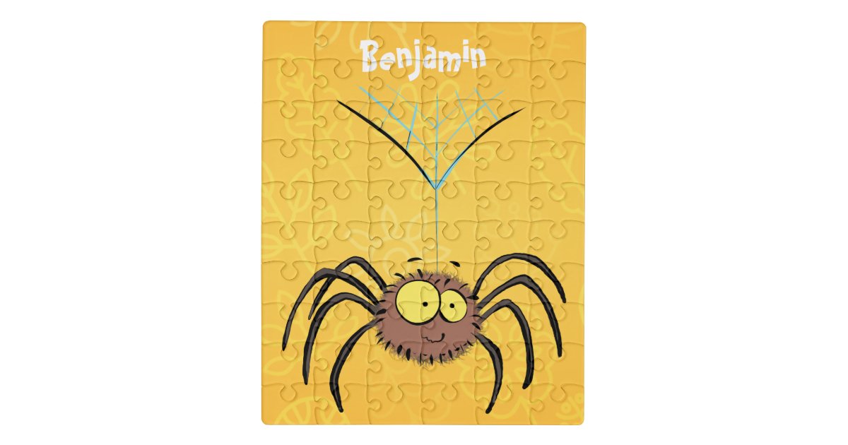 Funny cute fluffy spider cartoon jigsaw puzzle | Zazzle