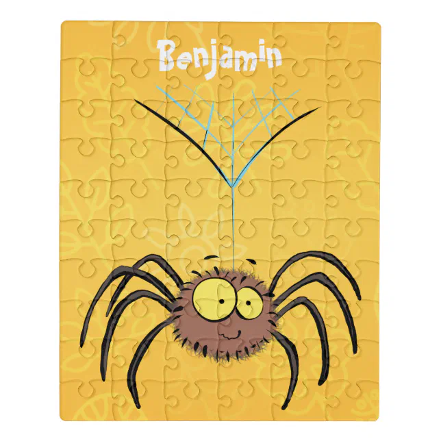 Funny cute fluffy spider cartoon jigsaw puzzle | Zazzle