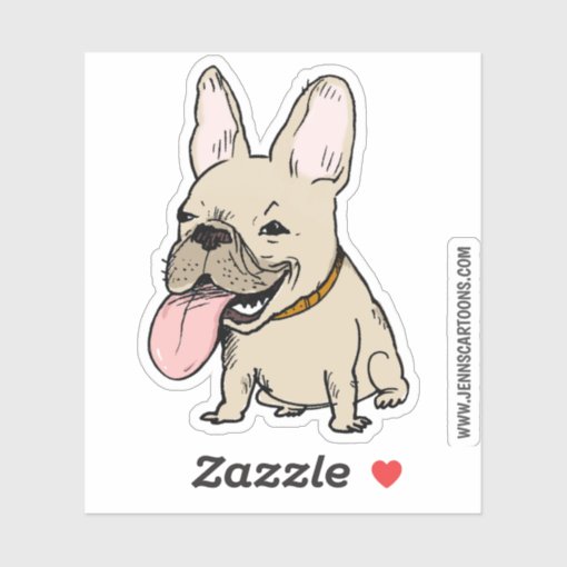 Funny Cute French Bulldog | Frenchie Cartoon Dog Sticker | Zazzle