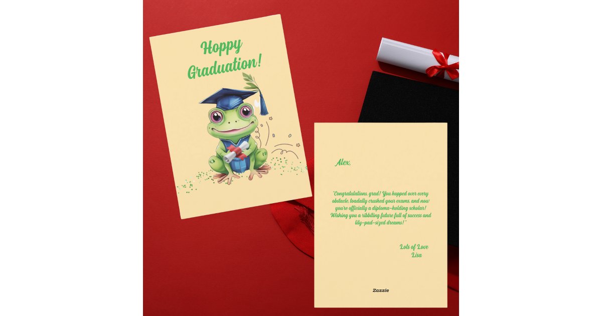 Funny Cute Frog Graduation Greeting Card | Zazzle