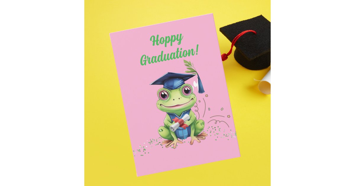 Funny Cute Frog Graduation Greeting Card | Zazzle