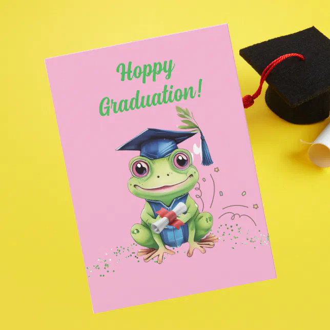 Funny Cute Frog Graduation Greeting Card | Zazzle