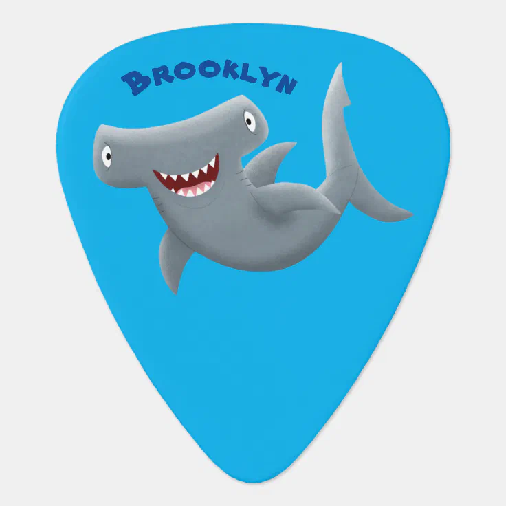 Funny cute Hammerhead shark cartoon Guitar Pick | Zazzle