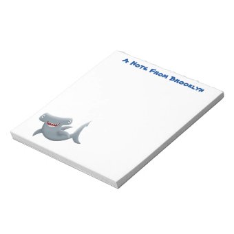Funny cute Hammerhead shark cartoon Notepad | Zazzle