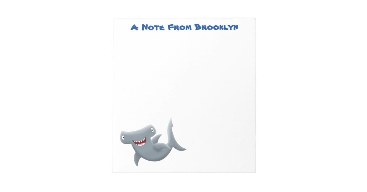 Funny cute Hammerhead shark cartoon Notepad | Zazzle