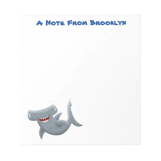 Funny cute Hammerhead shark cartoon Notepad | Zazzle