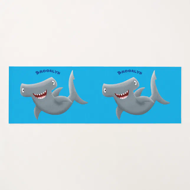 Funny cute Hammerhead shark cartoon Yoga Mat | Zazzle
