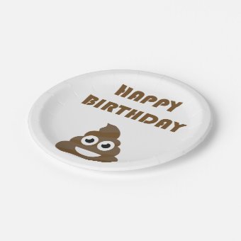 Funny Cute Happy Birthday Party Poop Emoji Paper Plates | Zazzle