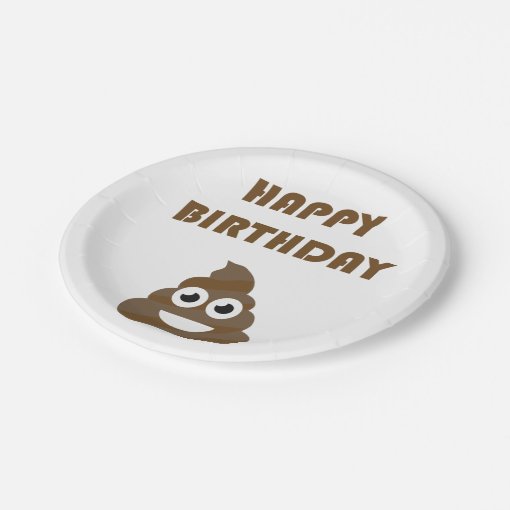Funny Cute Happy Birthday Party Poop Emoji Paper Plates | Zazzle