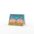 Funny Cute Hogs and Kisses Pig Pun I Miss You Holiday Card | Zazzle
