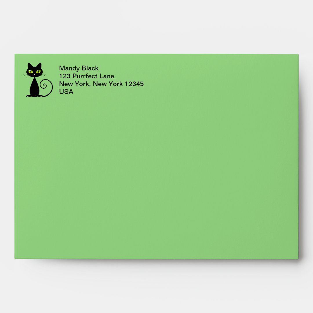 Funny Cute I've Moved Black Cat Announcement Envelope | Zazzle