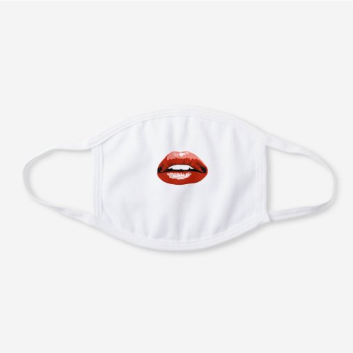 Funny Cute Love Red Kissing Lips White Cotton Face Mask | Zazzle