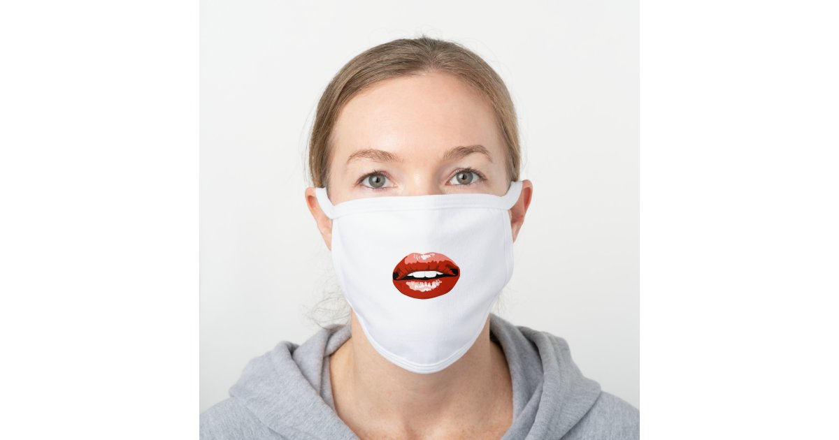 Funny Cute Love Red Kissing Lips White Cotton Face Mask | Zazzle