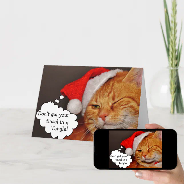 Funny Cute Merry Christmas Holiday Cat Card | Zazzle