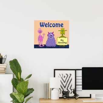 Funny Cute Monsters Welcome Back to School Kids Poster | Zazzle