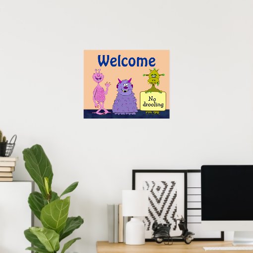 Funny Cute Monsters Welcome Back to School Kids Poster | Zazzle
