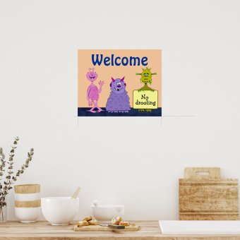 Funny Cute Monsters Welcome Back to School Kids Poster | Zazzle