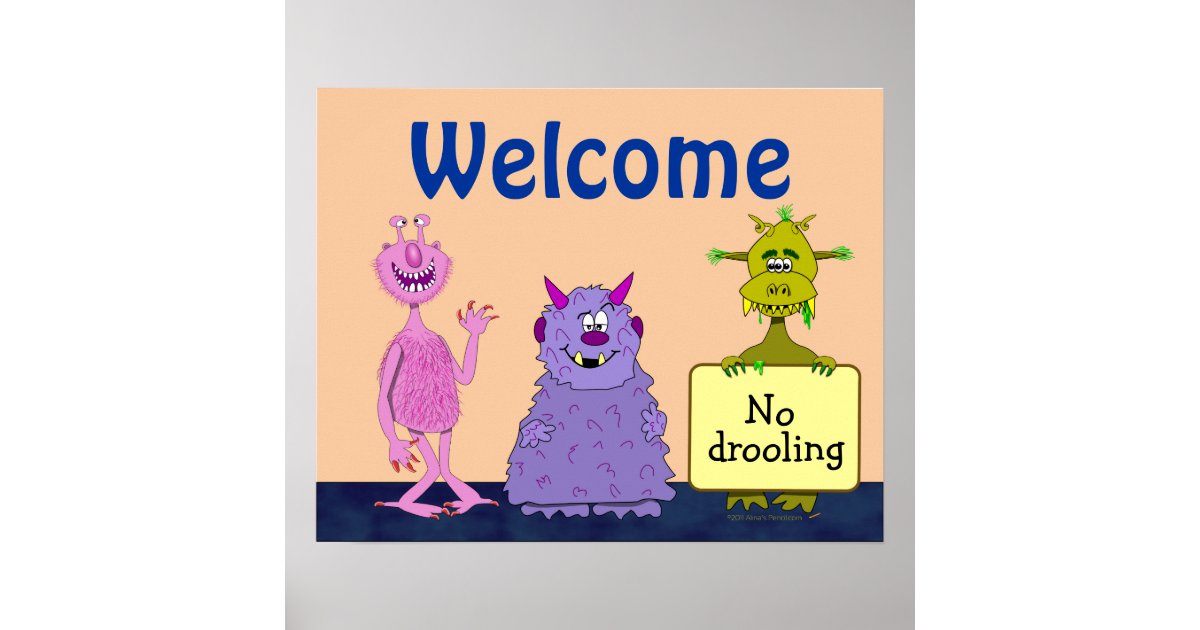 Funny Cute Monsters Welcome Back to School Kids Poster | Zazzle