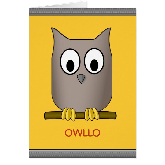 Funny Cute Owl Owllo Hello Custom Card | Zazzle.com