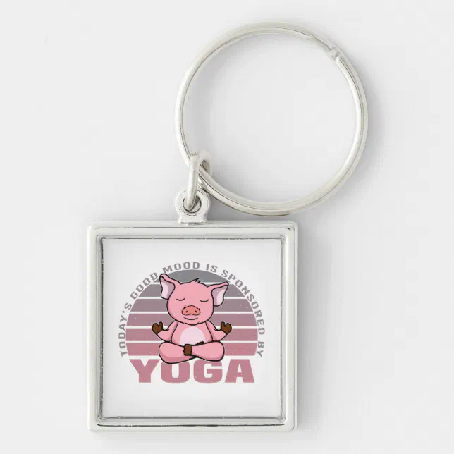 Funny cute pig doing yoga. funny yoga poses keychain | Zazzle