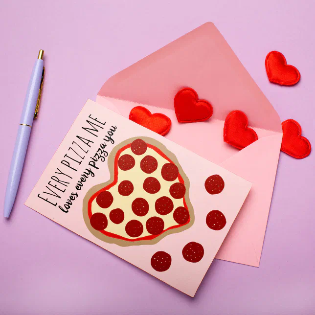 Funny Cute Pizza Heart Valentine's Day Greeting Holiday Card | Zazzle