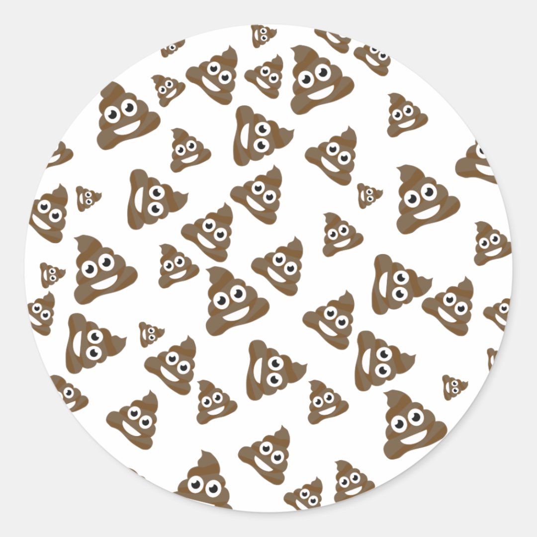 Funny Cute Poop Emoji Pattern Classic Round Sticker | Zazzle