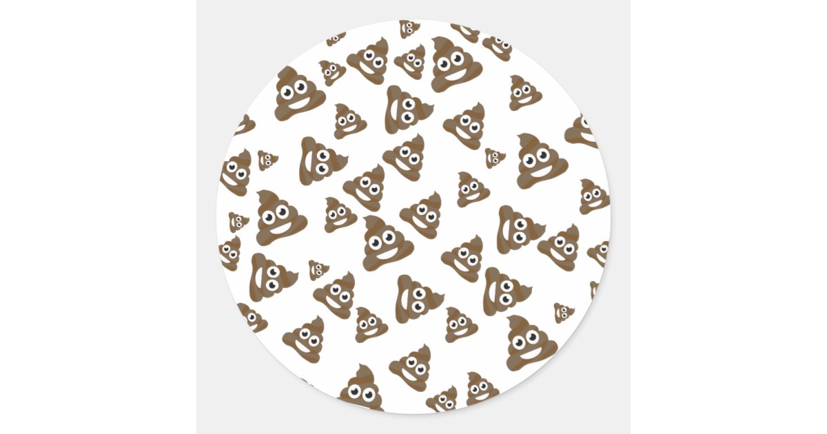 Funny Cute Poop Emoji Pattern Classic Round Sticker | Zazzle