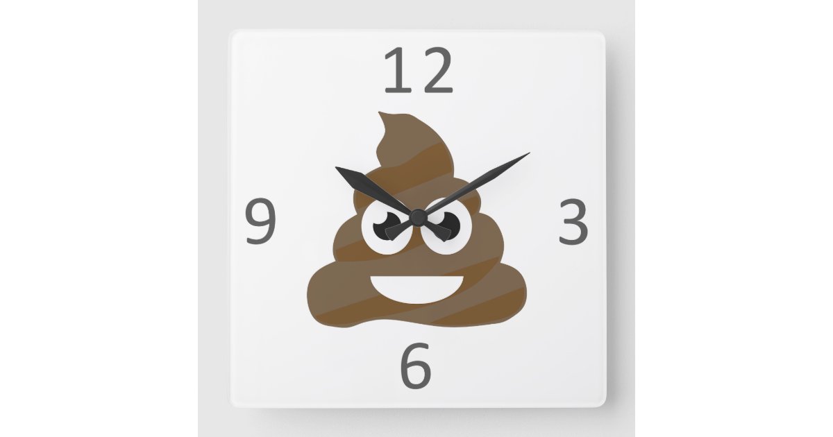 Funny Cute Poop Emoji Square Wall Clock | Zazzle