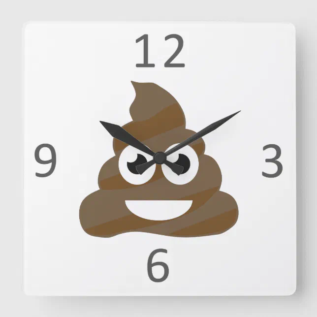 Funny Cute Poop Emoji Square Wall Clock | Zazzle