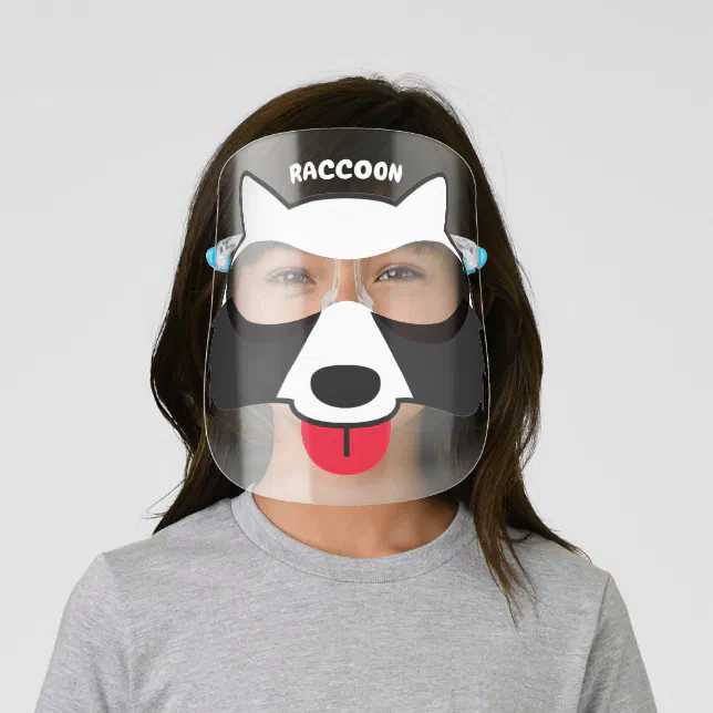 Funny cute raccoon face shield mask for kids | Zazzle