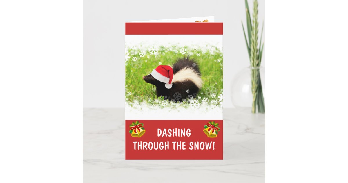 Funny Cute Skunk Christmas Holiday Card | Zazzle