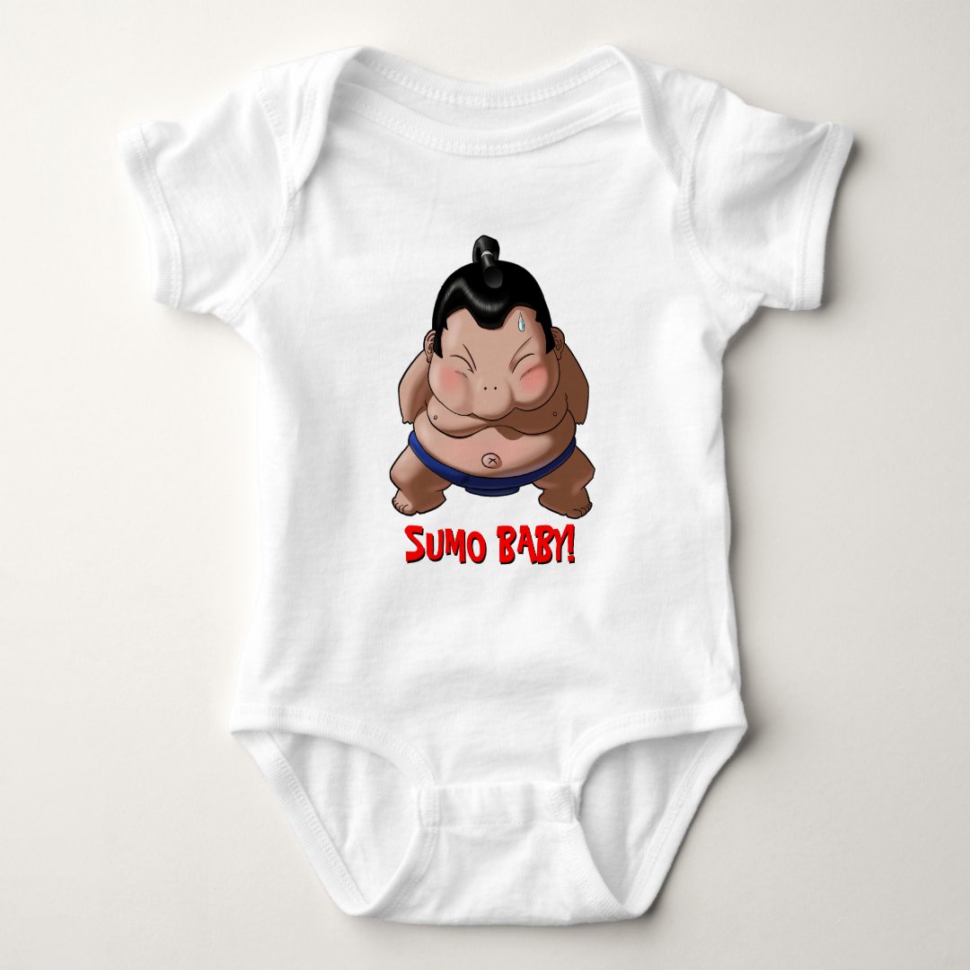 Funny Cute Sumo Baby Wrestler Baby Bodysuit | Zazzle