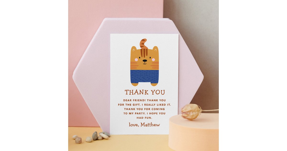 Funny cute tiger animal. Kids birthday zoo safari Thank You Card | Zazzle