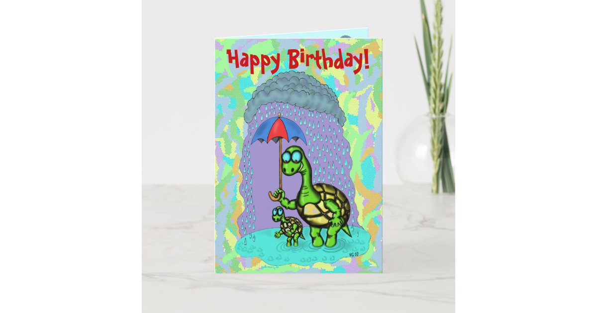 Funny cute turtles happy birthday card | Zazzle.com