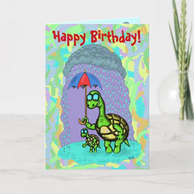 Funny cute turtles happy birthday card | Zazzle
