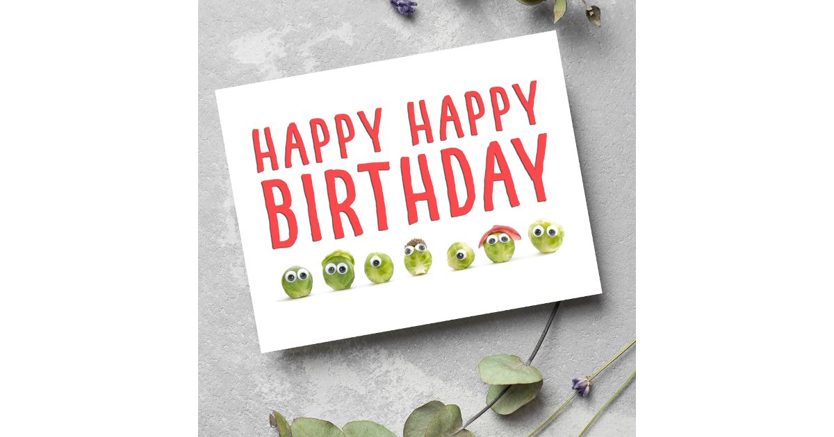 Funny cute vegetable custom birthday card | Zazzle