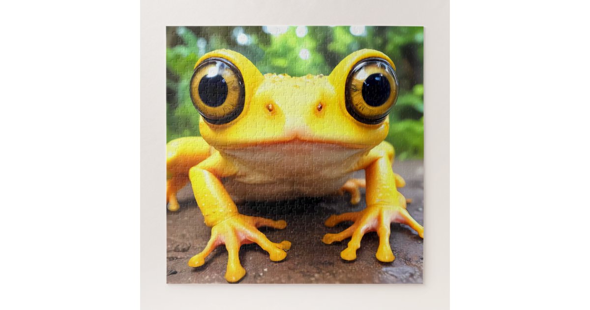 Funny Cute Yellow Frog Jigsaw Puzzle | Zazzle