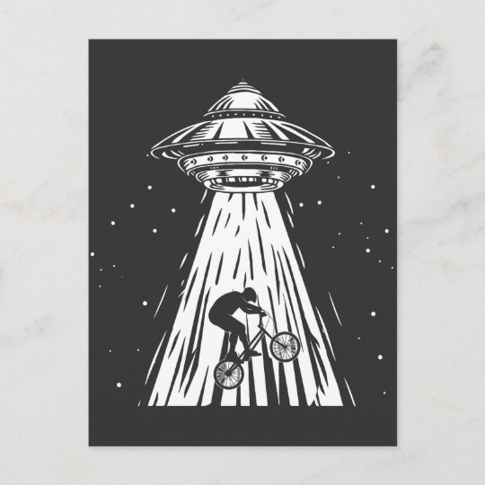 Funny Cycling bmx Alien Ufo Biker Abduction Postcard | Zazzle.com