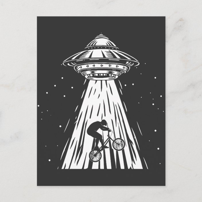 Funny Cycling bmx Alien Ufo Biker Abduction Postcard | Zazzle.com