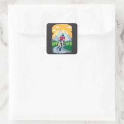 Funny Cycling Square Sticker | Zazzle