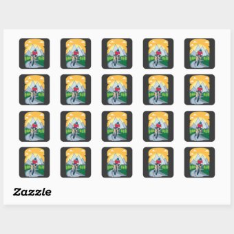 Funny Cycling Square Sticker | Zazzle